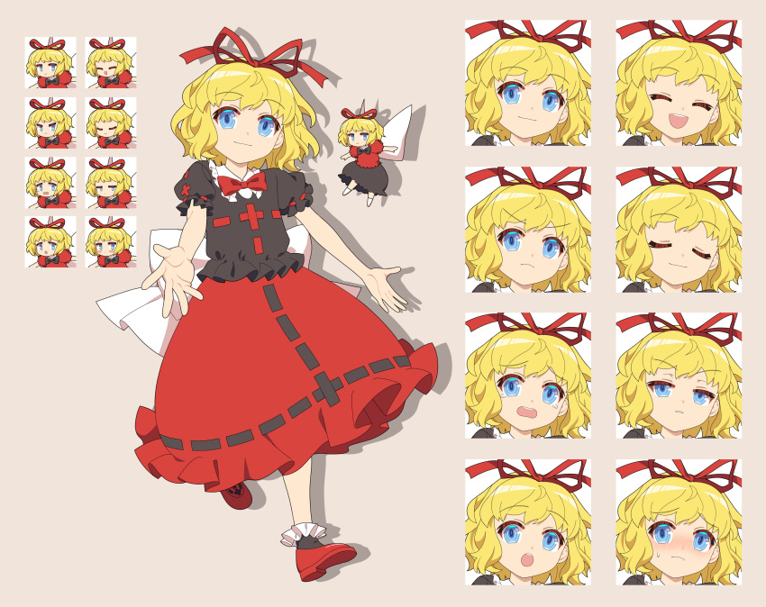 Safebooru - 1girl 4rion absurdres back bow black shirt black skirt black socks blonde hair blue ...