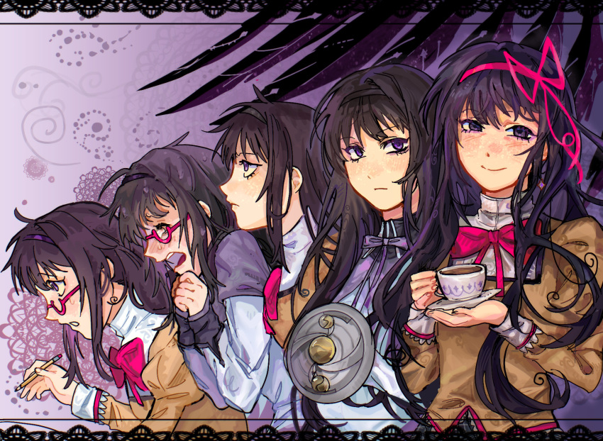 Safebooru - 1girl age progression akemi homura akemi homura (magical girl) bad link black hair ...