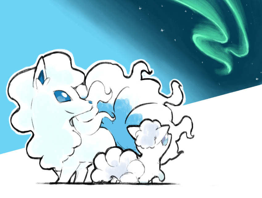 Safebooru - alolan ninetales alolan vulpix animal focus aurora ...