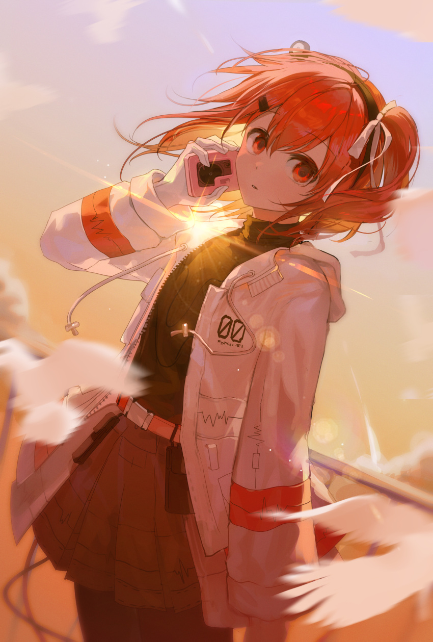 Safebooru - 1girl a.i. voice absurdres adachi rei arm at side arm up belt bird black hairband ...