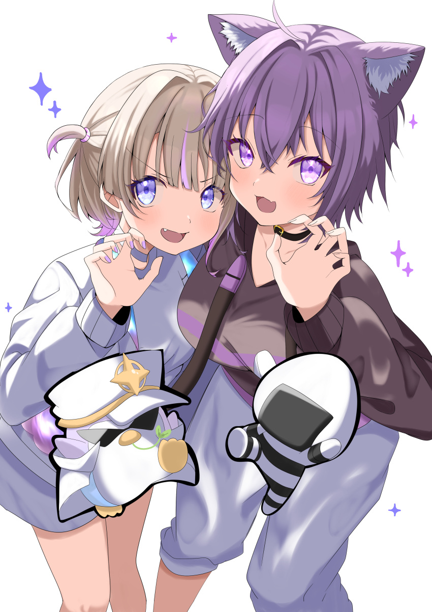 Safebooru - 2girls absurdres ahoge animal ear fluff animal ears banpen ...