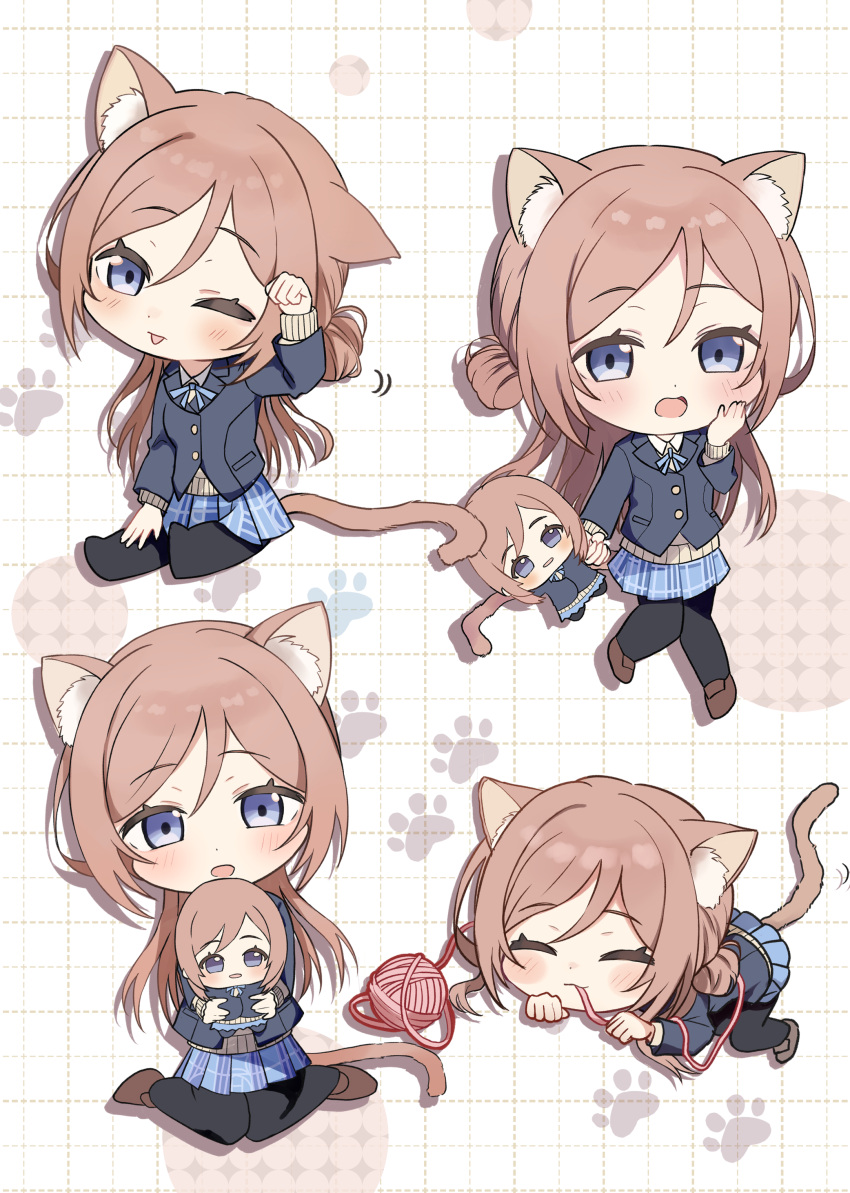 Safebooru - 1girl ;d ^ ^ absurdres animal ears black pantyhose blazer blue skirt blush brown ...