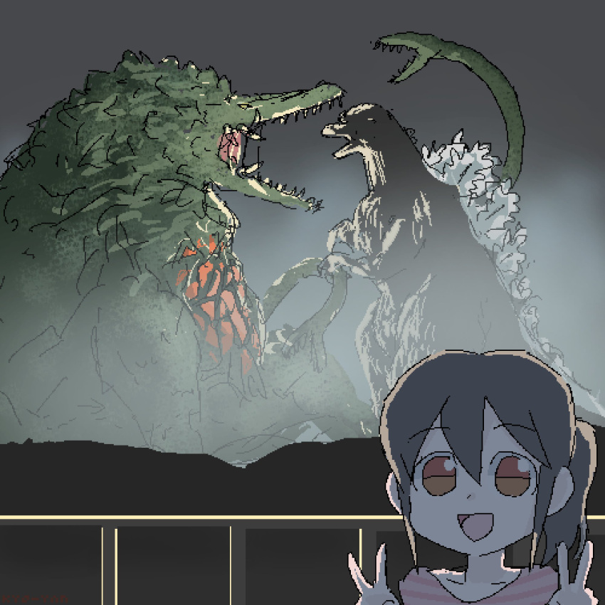 Safebooru - 1girl :d akame-chan (kyo-yan) artist name backlighting ...