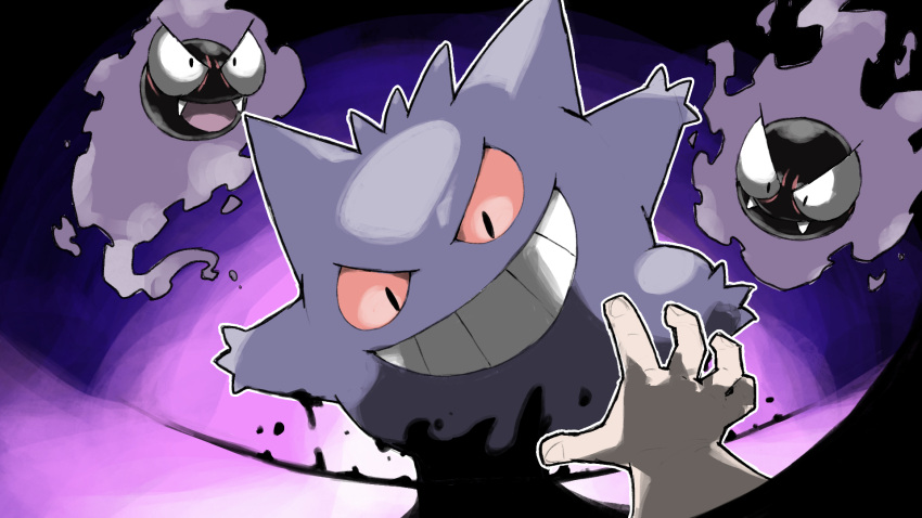 Safebooru - 1other blacknirrow fangs floating gastly gengar grin ...