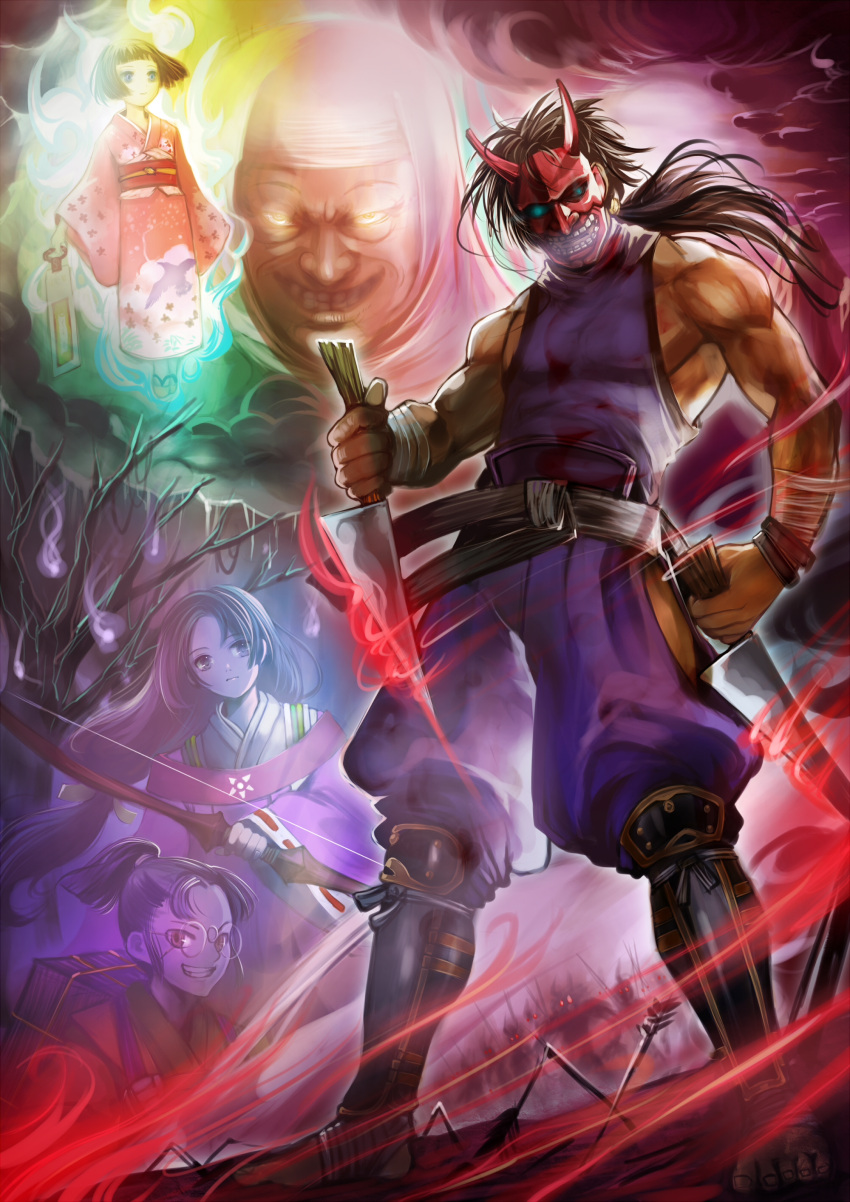 Safebooru - bow brown hair cave (developer) demon glasses guwange ...