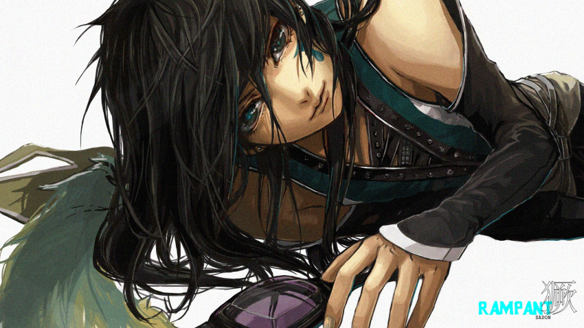 Safebooru - androgynous black hair blue eyes earrings highres jewelry ...