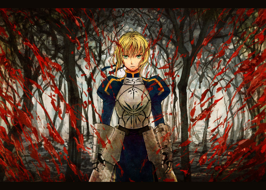 Safebooru - ahoge armor armored dress bad id blonde hair blood dress ...