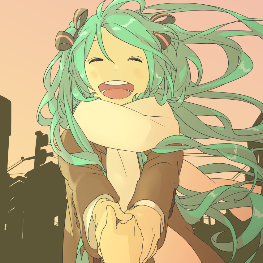 Safebooru - aqua hair bad id fukayama fugin hands hatsune miku highres long hair open mouth pov ...