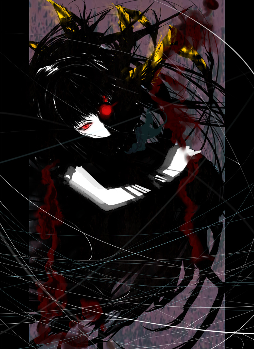 Safebooru - atlach-nacha black hair glowing glowing eyes highres ...