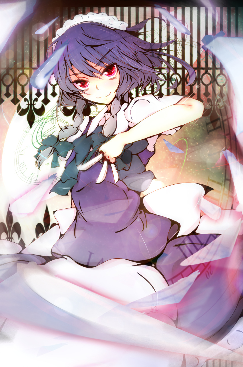 Safebooru - absurdres between fingers braid highres izayoi sakuya knife ...