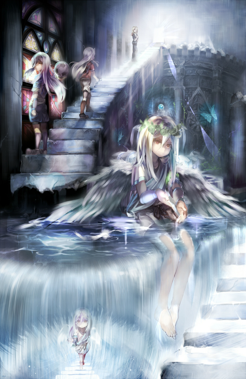 Safebooru - aphrodi ball blonde hair butterfly feathers formal highres ...