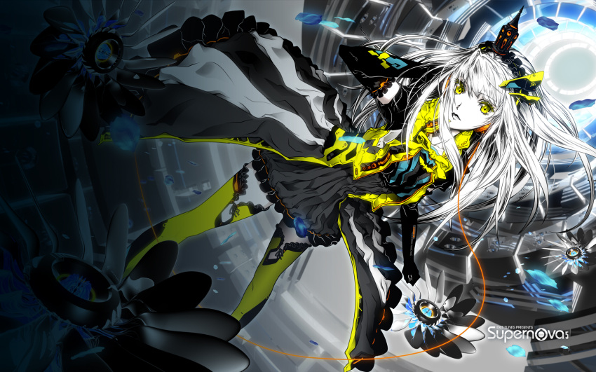 Safebooru - 1girl dress dutch angle elbow gloves fan frills headphones ...