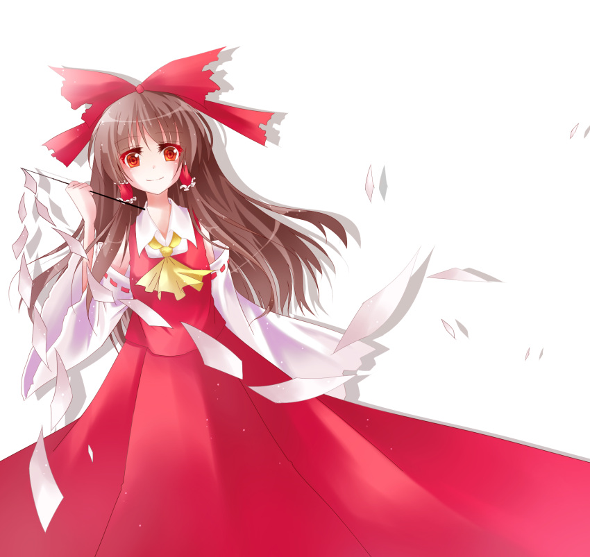 Safebooru - bow brown hair detached sleeves hair bow hakurei reimu ...