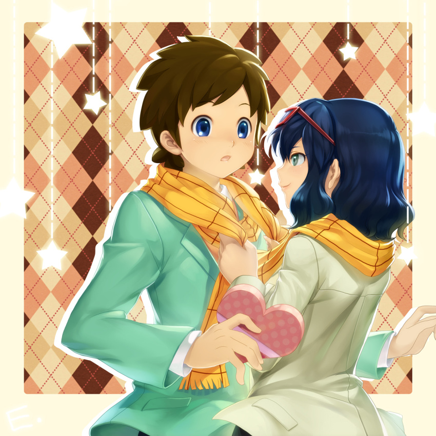 Safebooru - 1girl blue eyes blue hair blush brown hair erian glasses ...