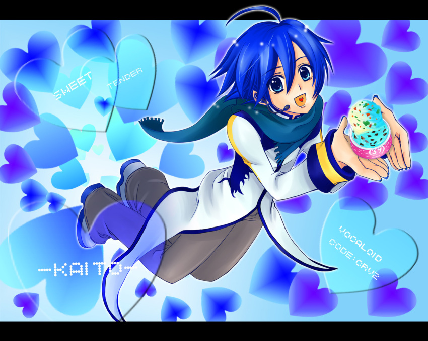 Safebooru - agi (holic2007) blue blue eyes blue hair food heart ice ...