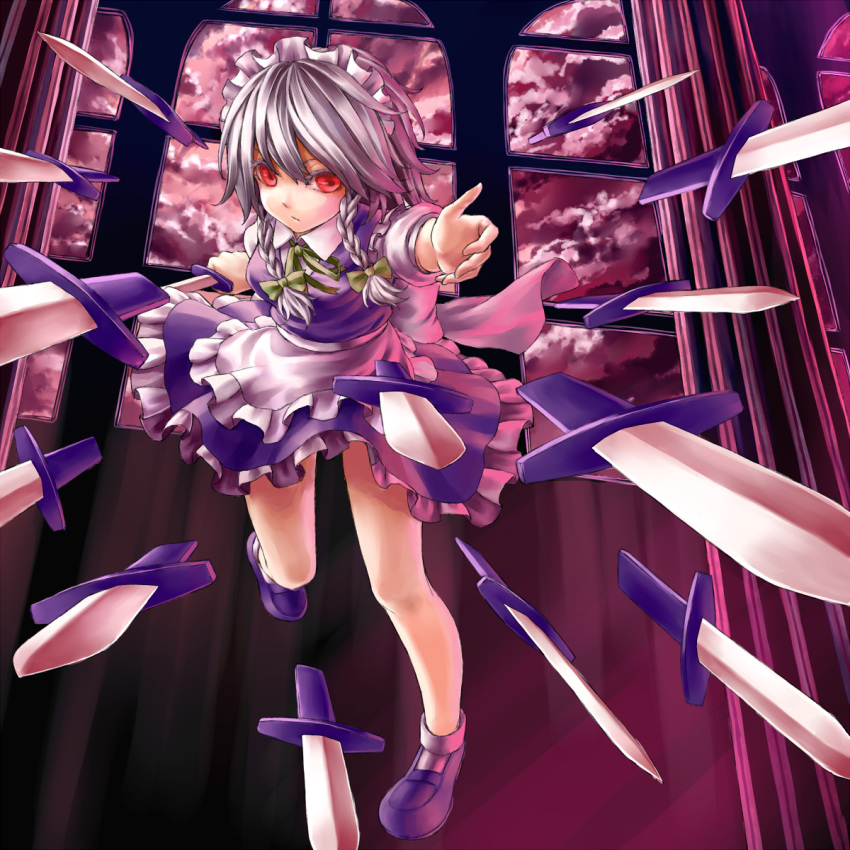 Safebooru - cloud highres izayoi sakuya knife maid maid headdress ...