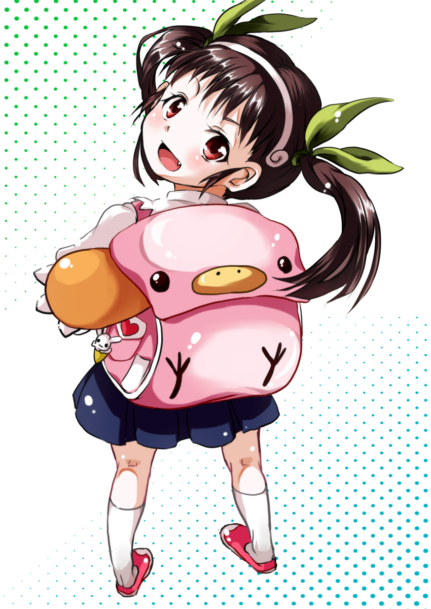 Safebooru - 1girl backpack bag brown hair hachikuji mayoi hair ribbon ...
