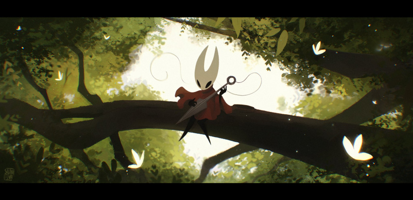 Safebooru - 1girl branch bug butterfly commentary day highres holding ...