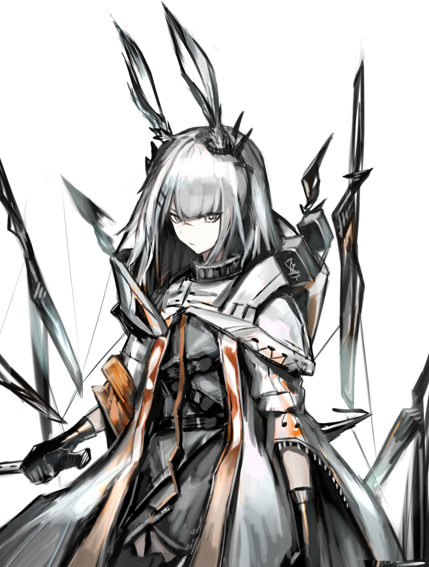 Safebooru - 1girl absurdres animal ears arknights black dress black gloves closed mouth coat ...