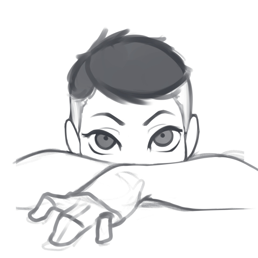 Safebooru - 1girl absurdres greyscale highres looking at viewer monochrome multicolored hair ...