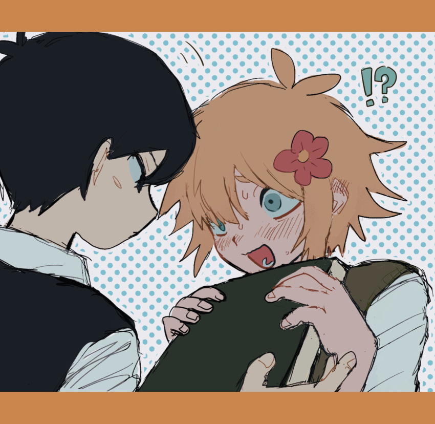 Safebooru - !? 2boys absurdres basil (faraway) (omori) basil (omori) black eyes black hair black ...