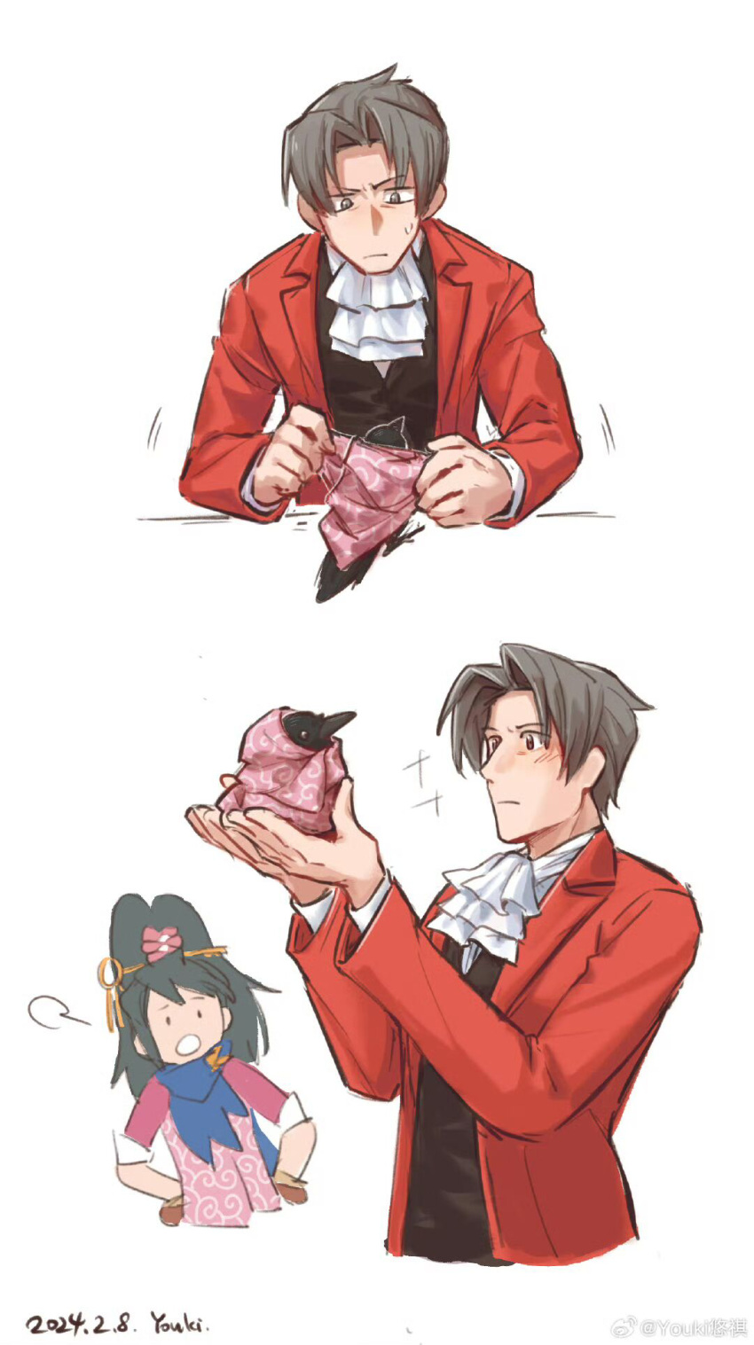 Safebooru - 1boy 1girl ace attorney ace attorney investigations animal ascot bird black hair ...