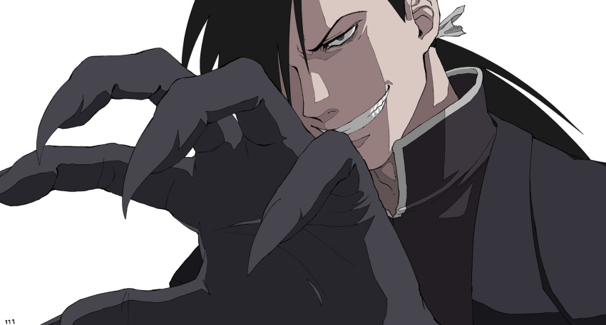 Safebooru - 1boy arm up black hair black jacket black skin claws ...