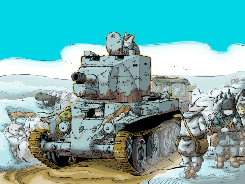 Safebooru - blue sky bt-42 cannon caterpillar tracks gun highres ...