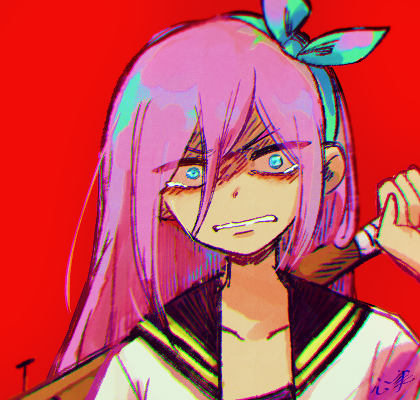 Safebooru - 1girl angry aqua eyes aubrey (faraway) (omori) aubrey ...