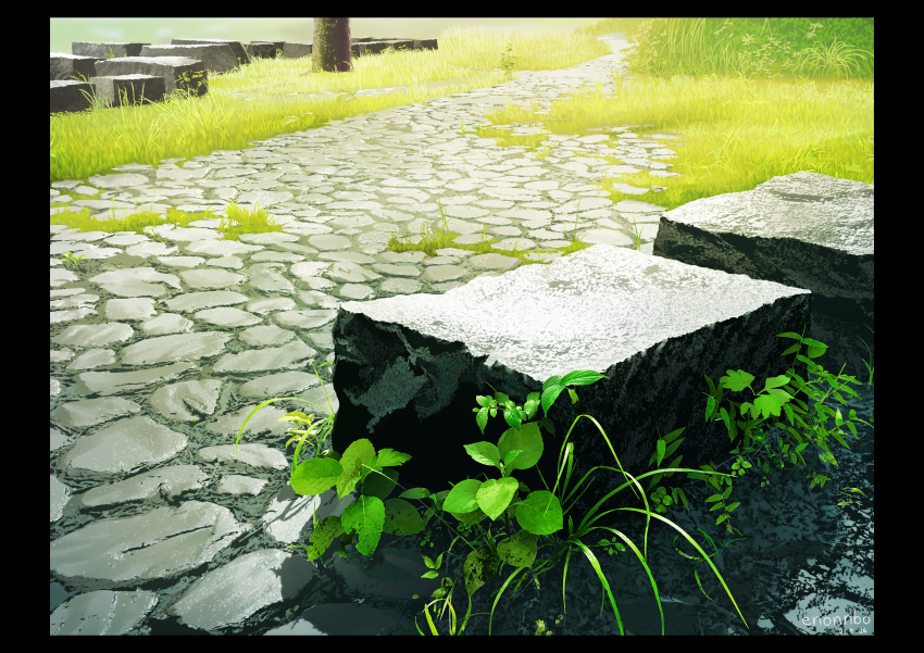 Safebooru - absurdres black border border cobblestone commentary ...