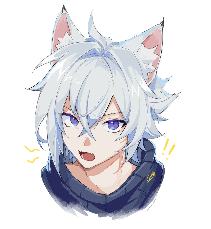 Safebooru - 1boy animal ears bishounen black sweater cat boy cat ears ...