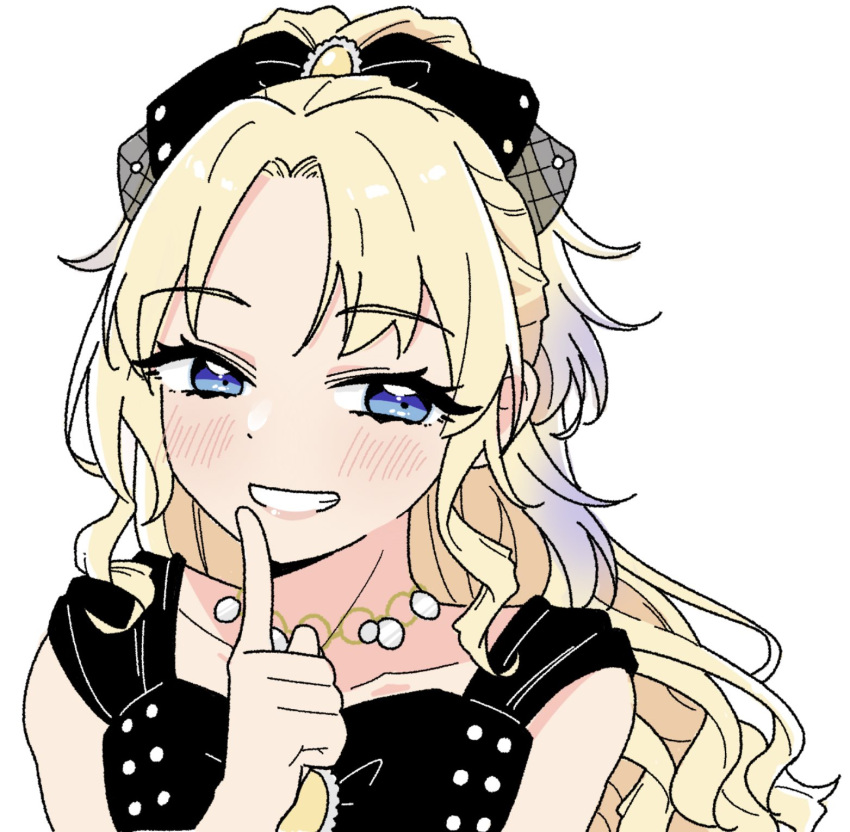 Safebooru - 1girl :d black bow black dress blonde hair blue eyes blue hair bow collarbone ...