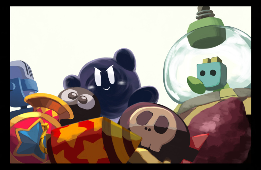 Safebooru - black border black footwear blush stickers bomber (kirby ...