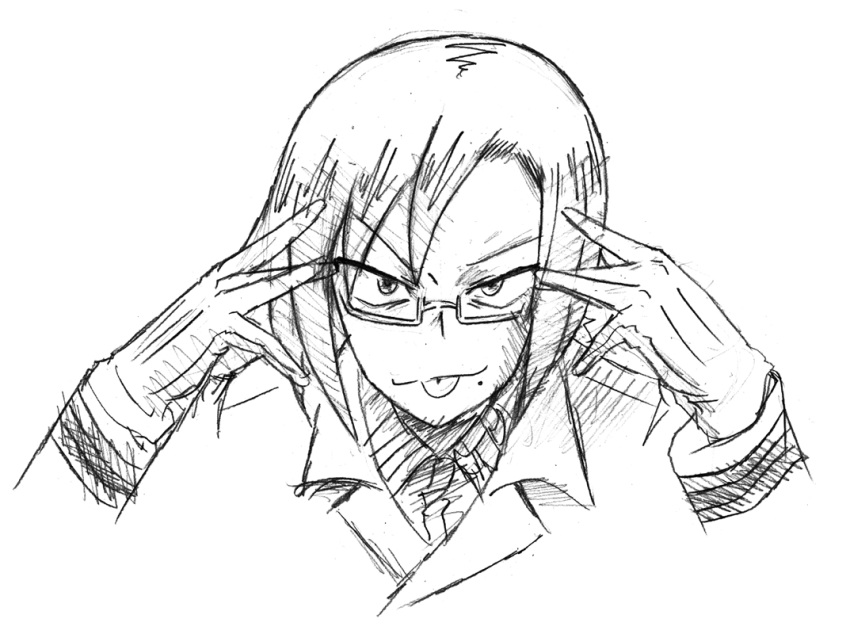 Safebooru - 1girl girls und panzer glasses greyscale matsumoto ...