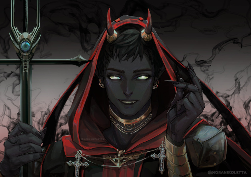 Safebooru - 1boy absurdres animification armor artist name badboyhalo black hair black skin ...