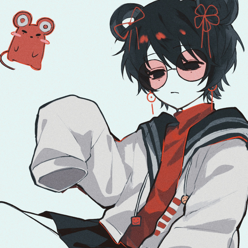 Safebooru - 1girl animalization black eyes black hair black skirt chinese commentary closed ...