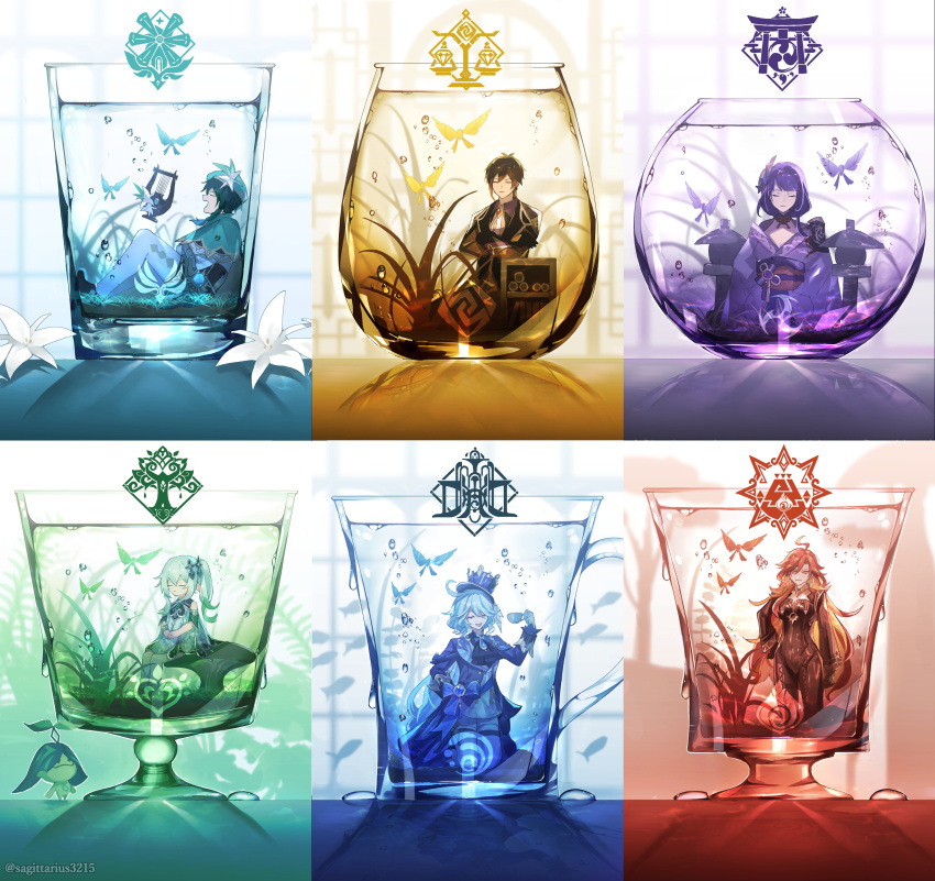 Safebooru - 2boys 4girls absurdres anemo symbol (genshin impact ...