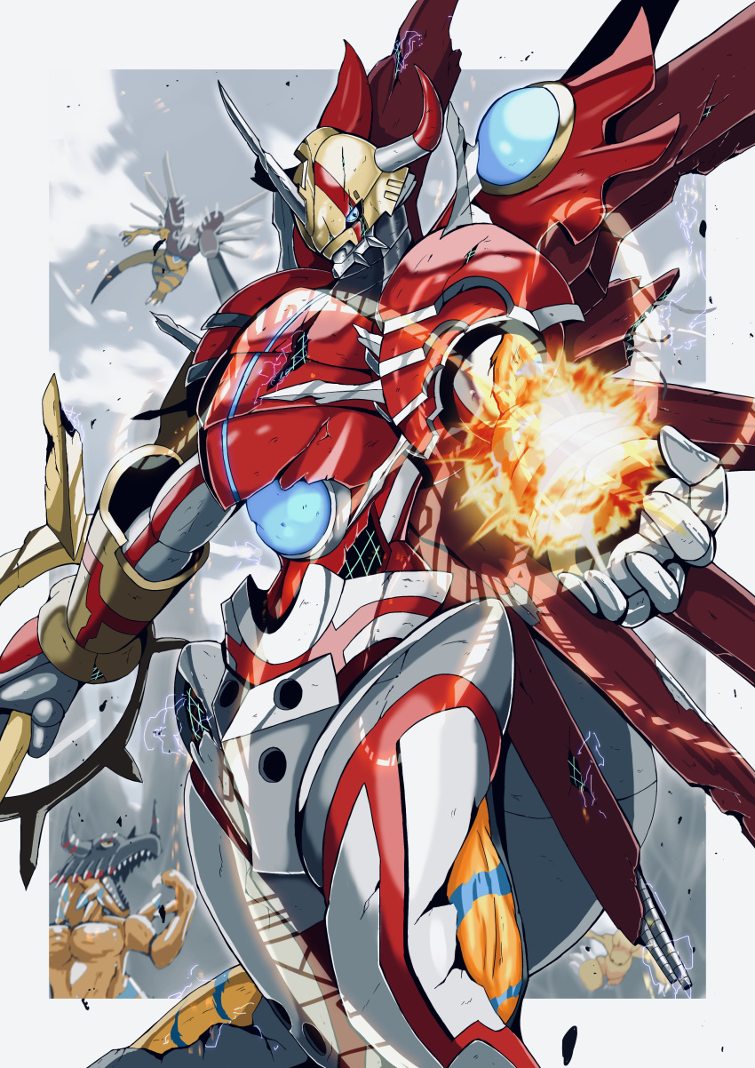 Safebooru - absurdres agumon (digimon savers) arm cannon armor blue ...