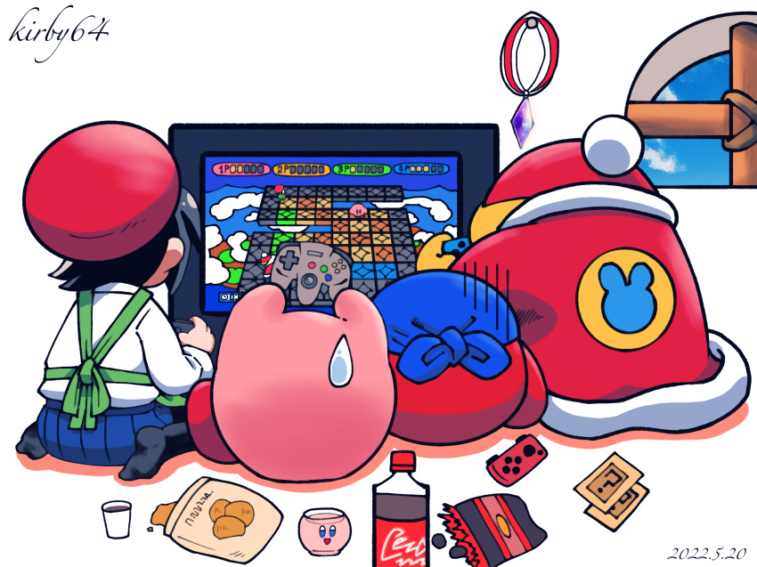 Safebooru - 1girl adeleine bandana bandana waddle dee batchgooya beret blue bandana chips (food ...