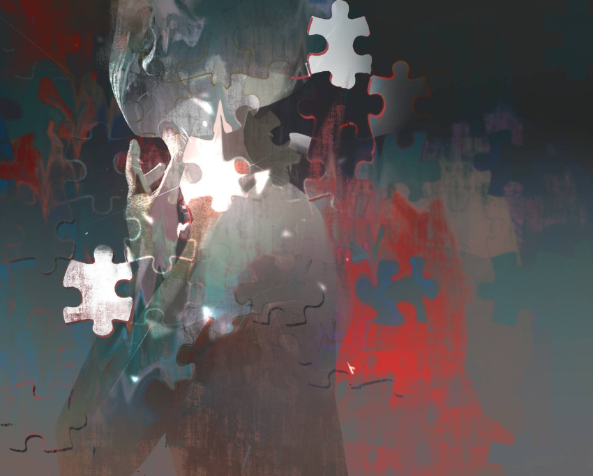 Safebooru - 1other aoseagrass commentary request facing viewer grey background hand up highres ...