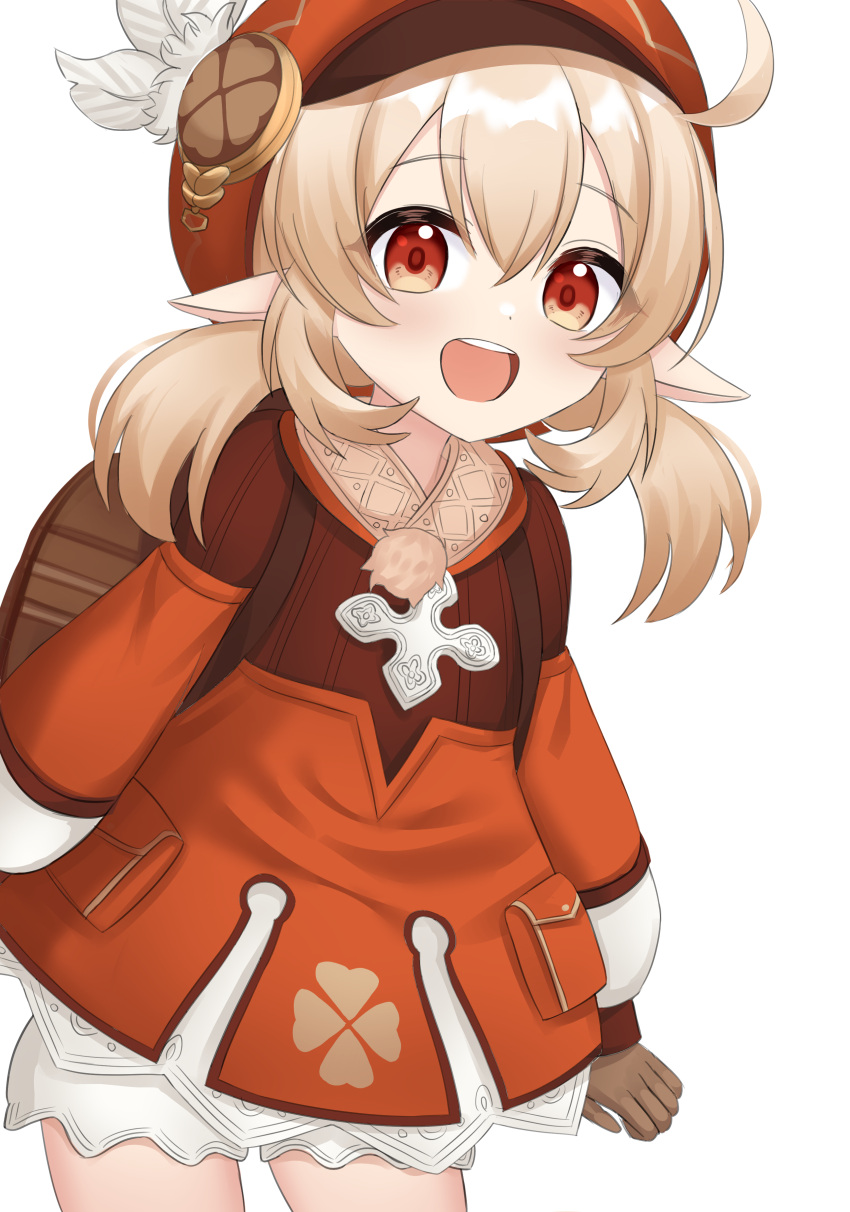 Safebooru - 1girl absurdres ahoge backpack bag blonde hair bloomers brown gloves dress feathers ...