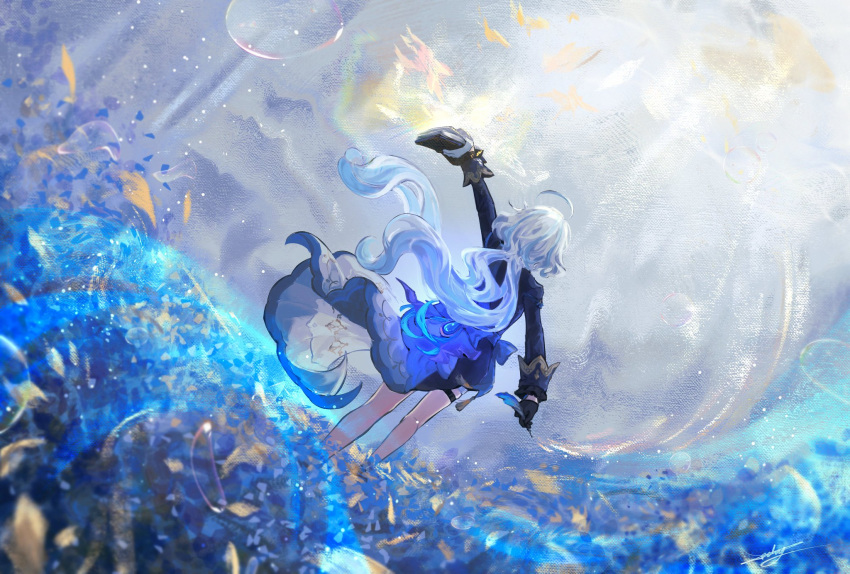 Safebooru - blue gemstone blue hair blue hat blue jacket cowlick furina ...