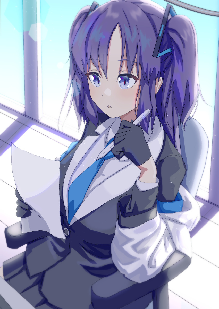 Safebooru - 1girl absurdres black shirt blue archive blue eyes blue hair blue necktie breasts ...