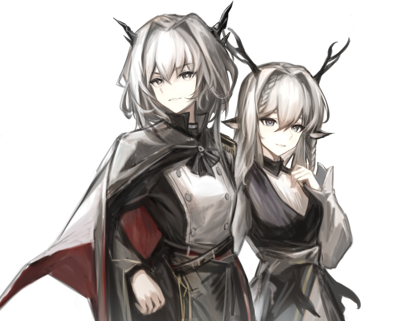 Safebooru - 2girls absurdres alina (arknights) animal ears antlers arknights ascot black ascot ...