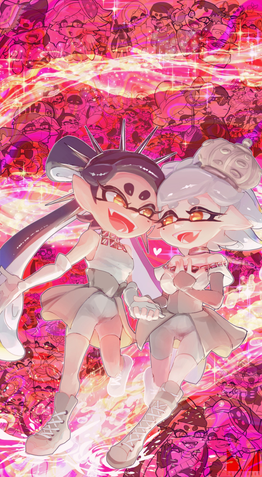 Safebooru - 2girls callie (splatoon) chichi band collage background ...