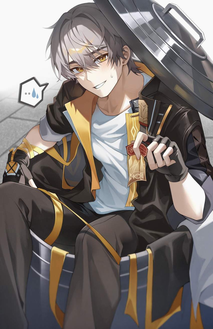 Safebooru - 1boy absurdres black coat black gloves black jacket black pants caelus (honkai: star ...