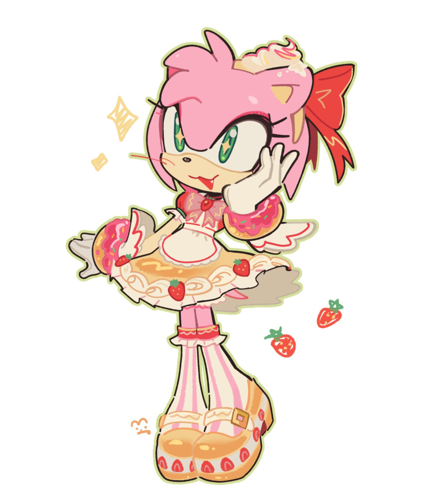 Safebooru - 1girl :3 amy rose amy rose (dulce) animal nose apron bow ...