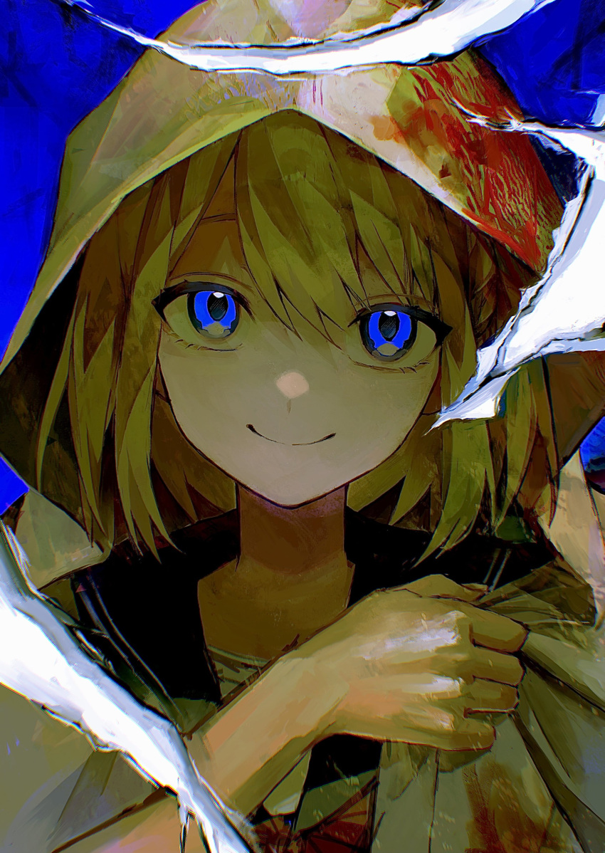 Safebooru - 1girl absurdres black sailor collar blonde hair blue background blue eyes braid ...