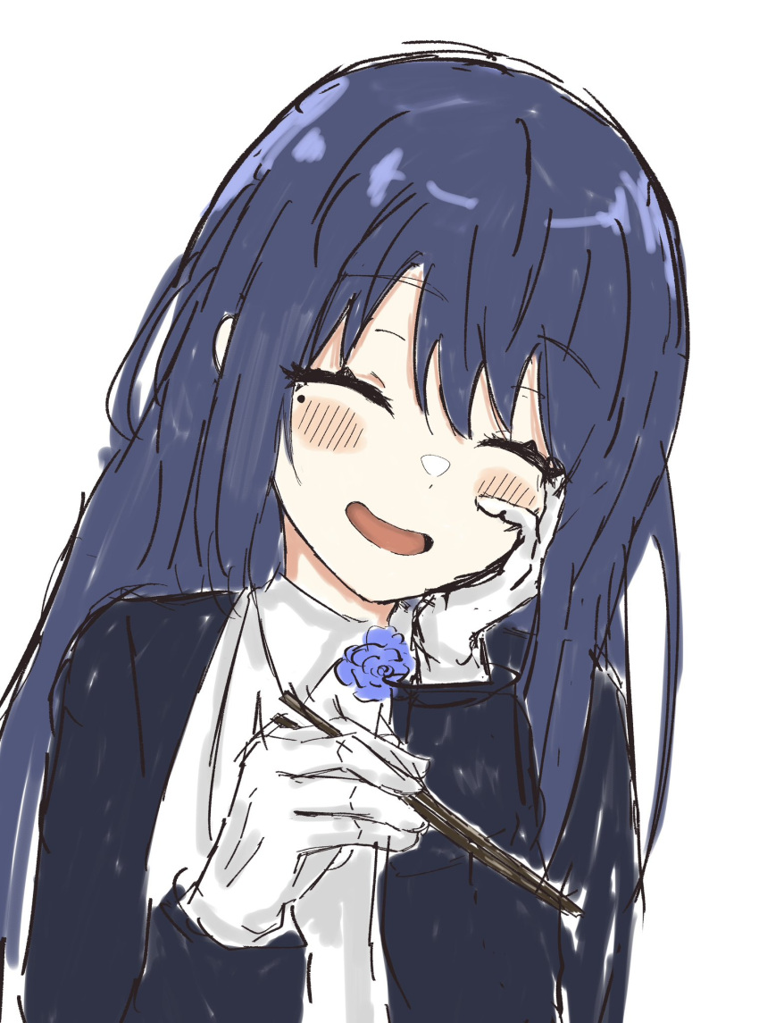 Safebooru - 1girl ado (utaite) blue flower blue hair blue rose blush ...