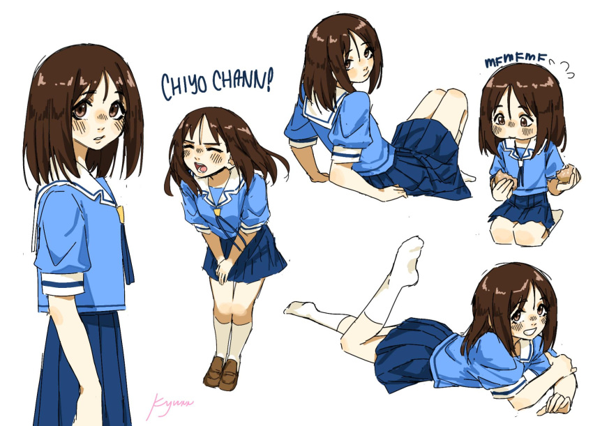 Safebooru - 1girl arms at sides artist name azumanga daioh azumanga daioh's school uniform blue ...